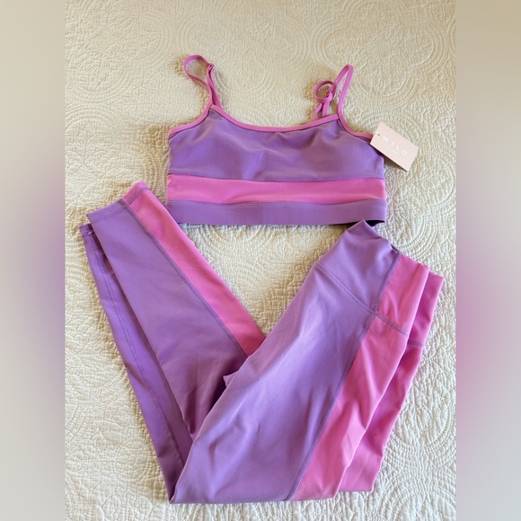 wilo | Pants & Jumpsuits | Nwt Wilo Rib Set Color Block Purple Athletic ...